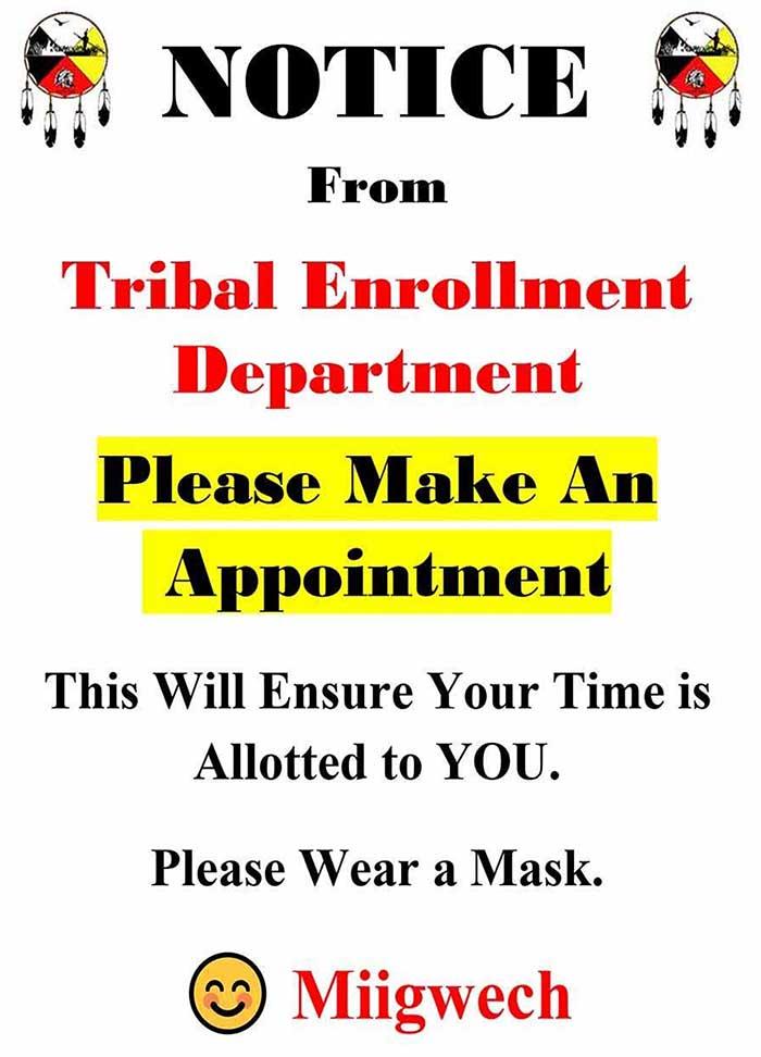 Tribal Enrollment Department Notice – Sokaogon Chippewa Community